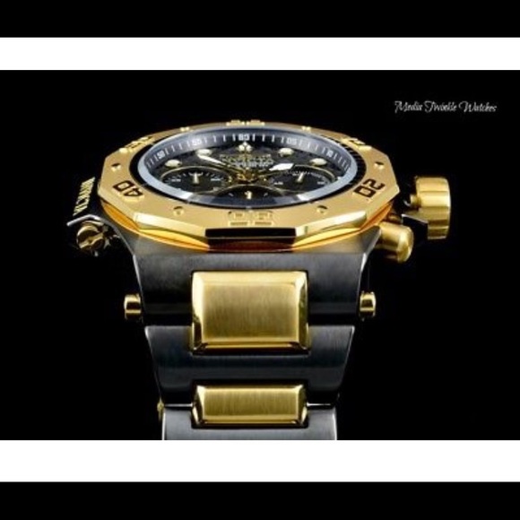 Invicta | Accessories | Invicta Mens Akula Chrono Black 4k Gold Watch ...